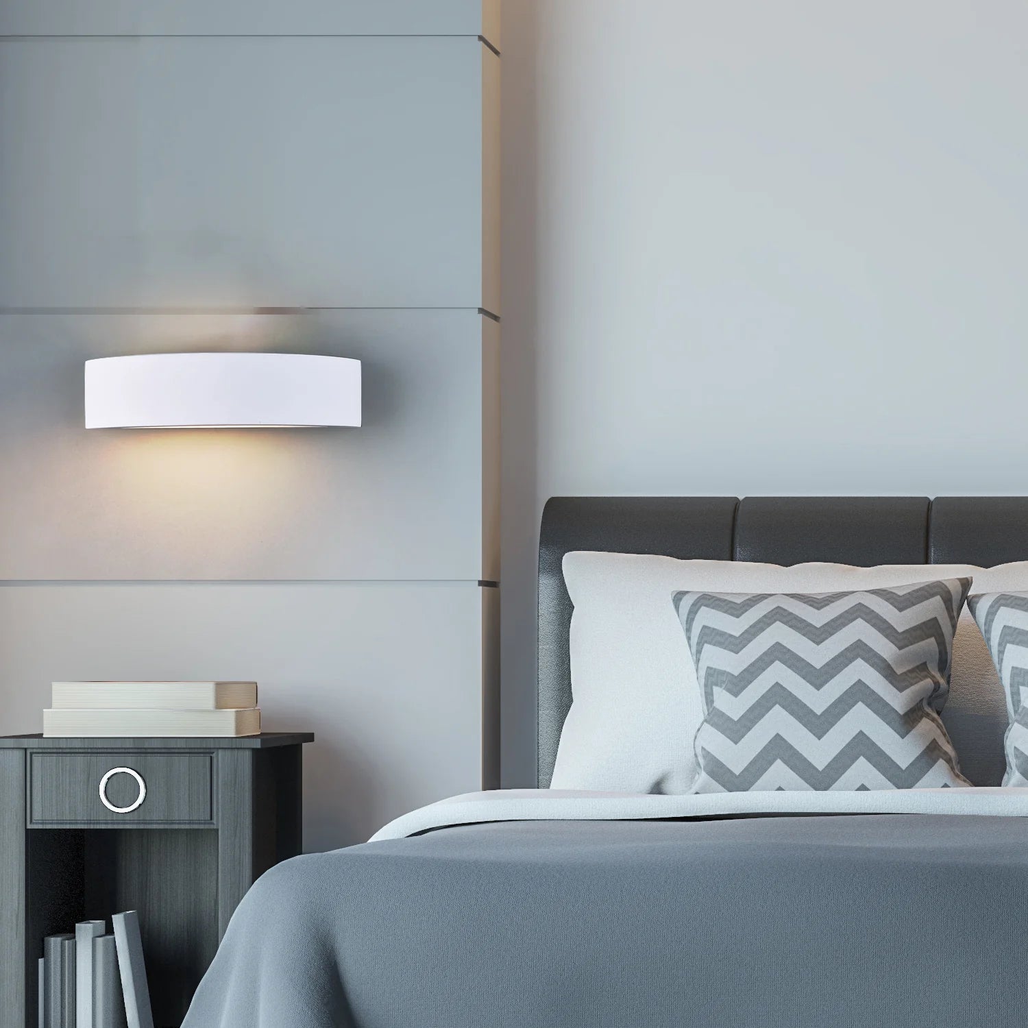 Curved Slim Paintable Ceramic Plaster Wall Light – The Lighting Vault