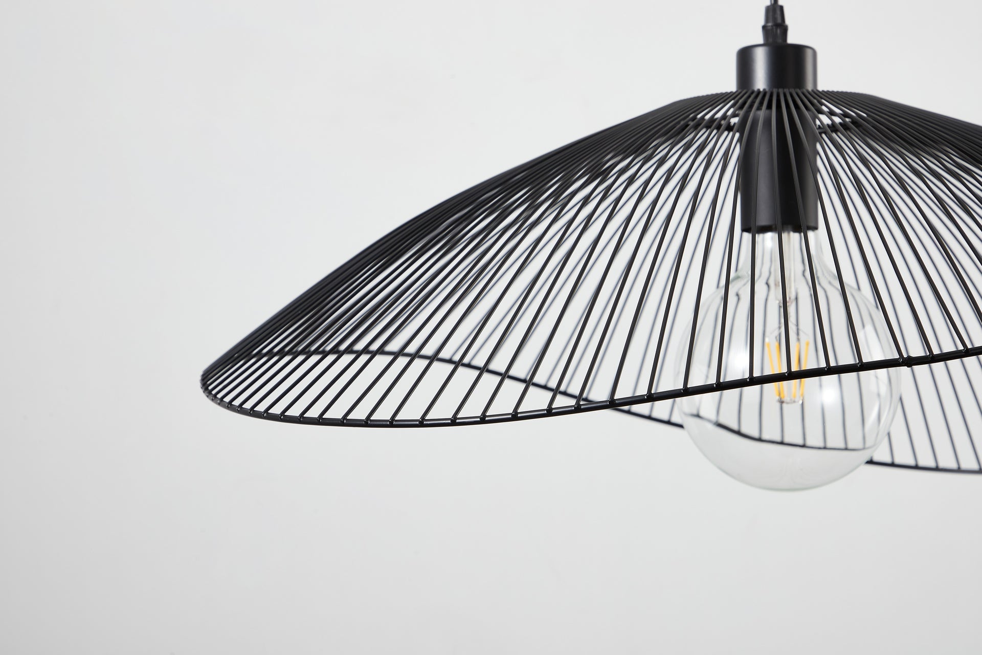 Large Matt Black Modern Skandi Metal Wire Frame Ceiling Pendant – The ...