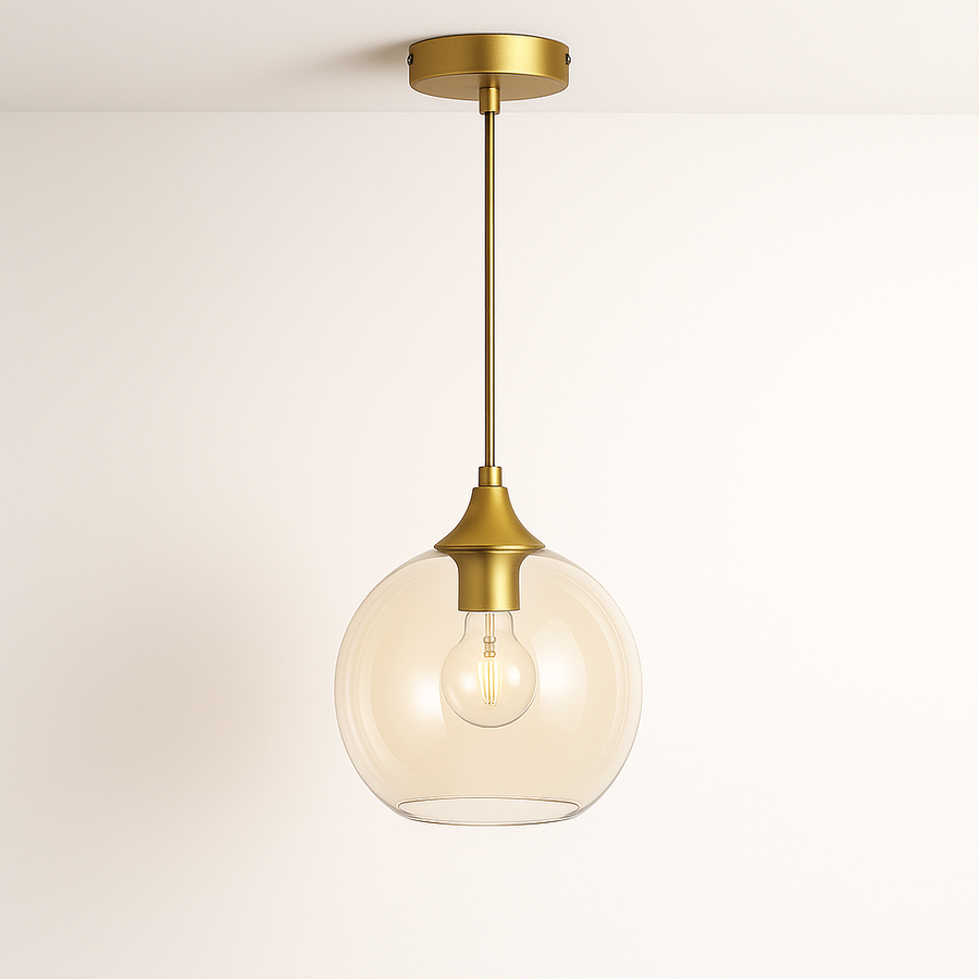 Irvine Gold Pendant Light – Clear, Smoked or Amber Glass – The Lighting ...