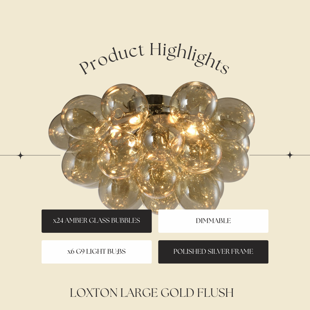 Loxton Large Flush Gold Bubble Glass Flush Ceiling Light – The Lighting ...