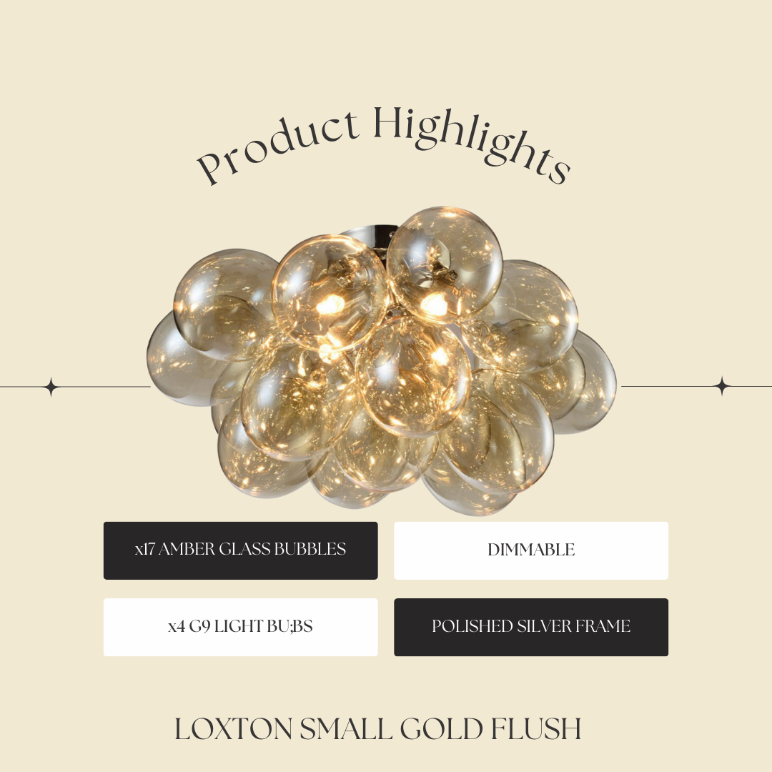 Loxton Large Flush Gold Bubble Glass Flush Ceiling Light – The Lighting ...