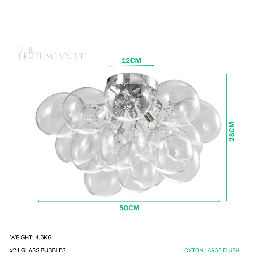 Loxton Large Flush Black Bubble Glass Low Ceiling Light – The Lighting ...