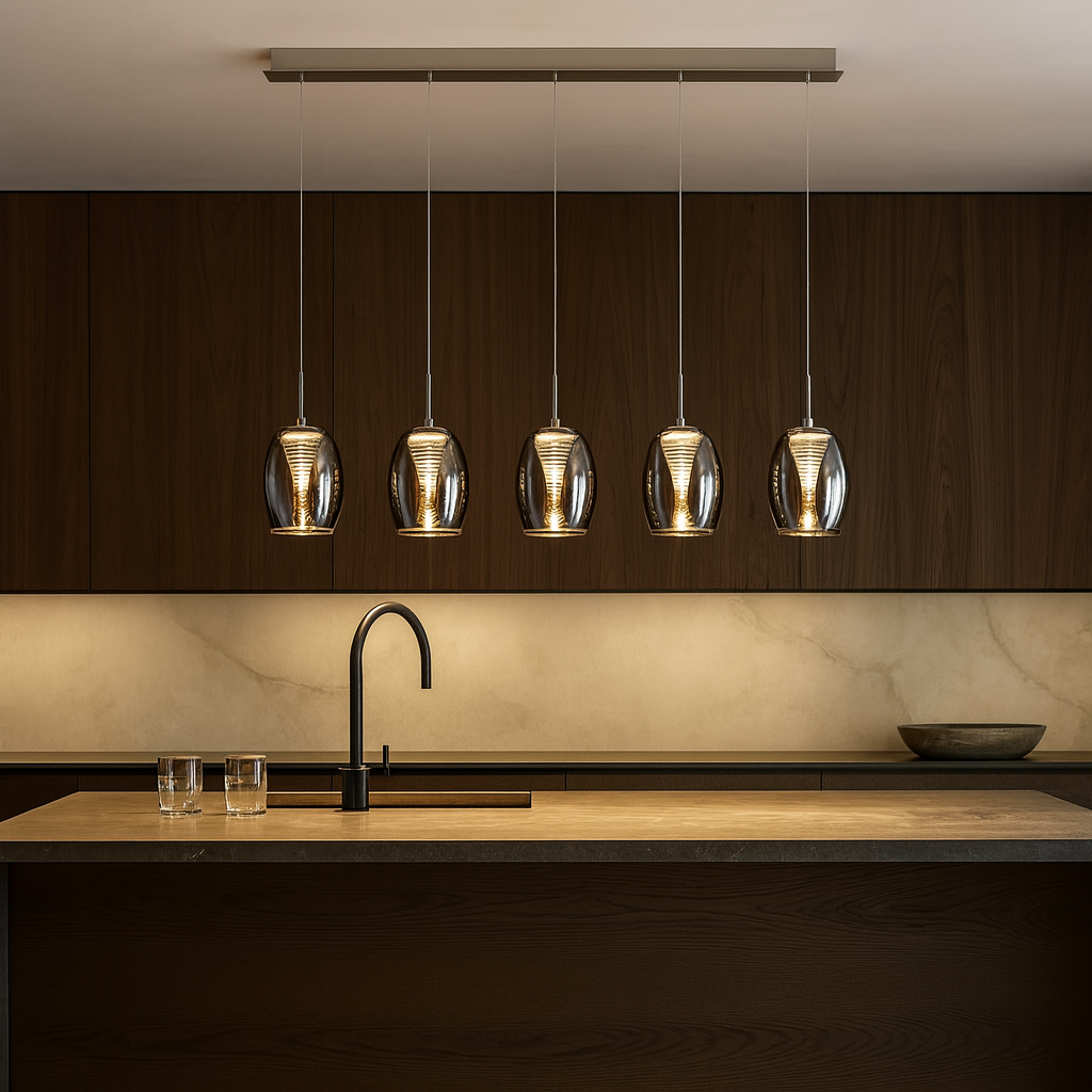 Adelaide 5 Light Pendant Bar – Clear & Smoked Glass | Luxury LED – The ...