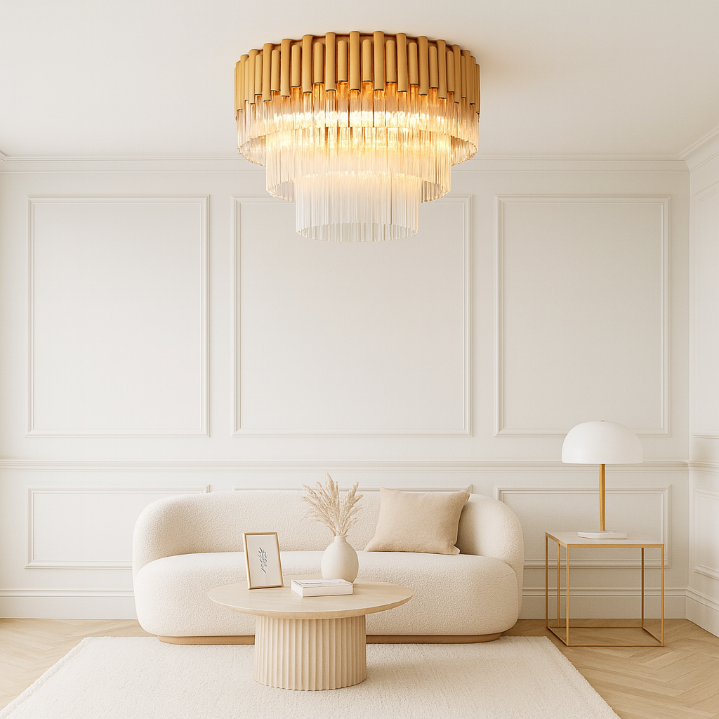 Murcia Large Flush Chandelier | Matt Gold Ceiling Light – The Lighting ...