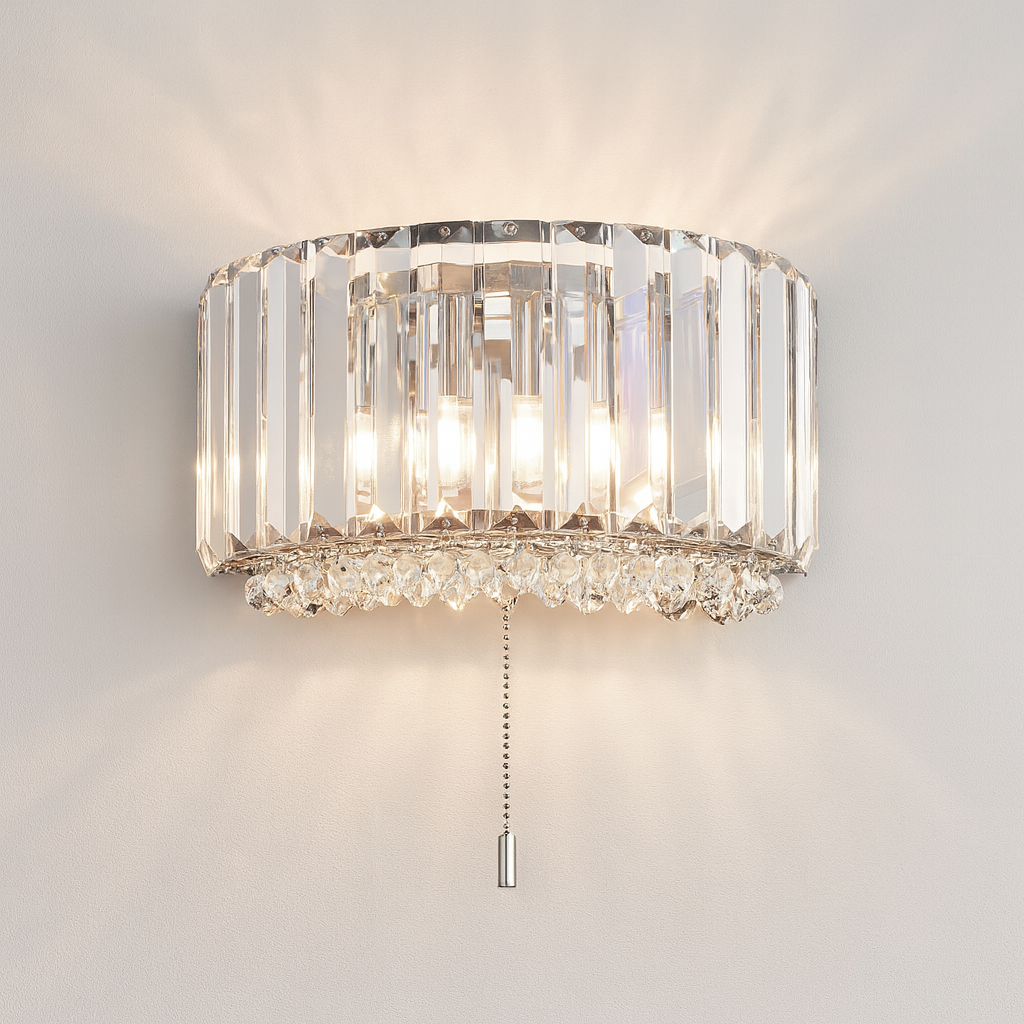 Salzburg Rounded Wall Light – Chrome & Crystal Luxury – The Lighting Vault