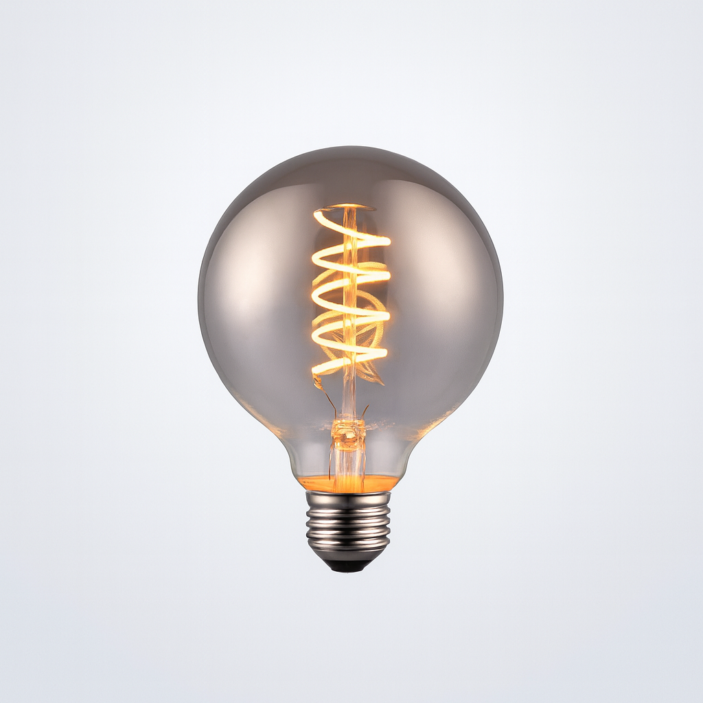 Tiber 4W Smoked Globe Coil Bulb | Filament Light Bulb – The Lighting Vault