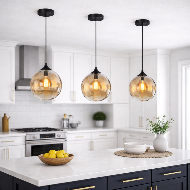 Toldeo Amber Glass Pendant Light | Kitchen & Island Lighting – The ...