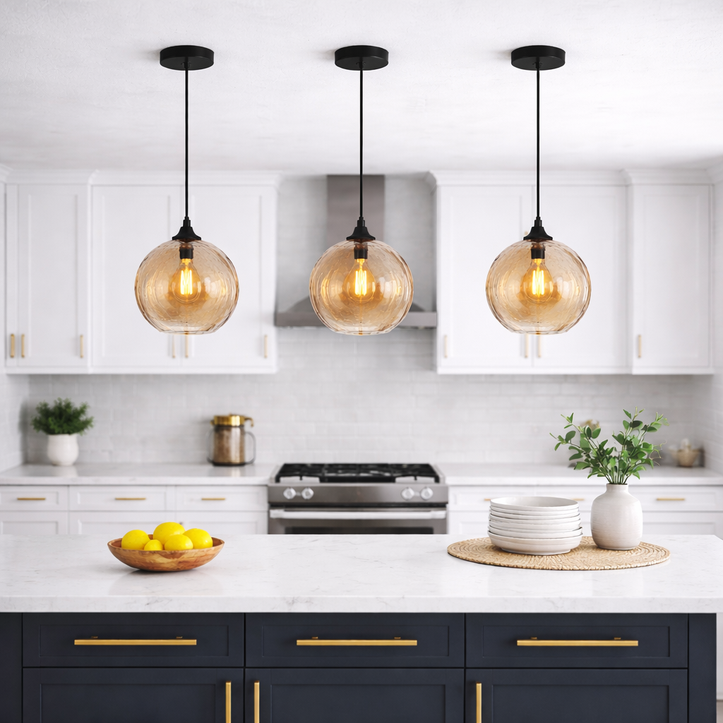 Toldeo Amber Glass Pendant Light | Kitchen & Island Lighting – The ...