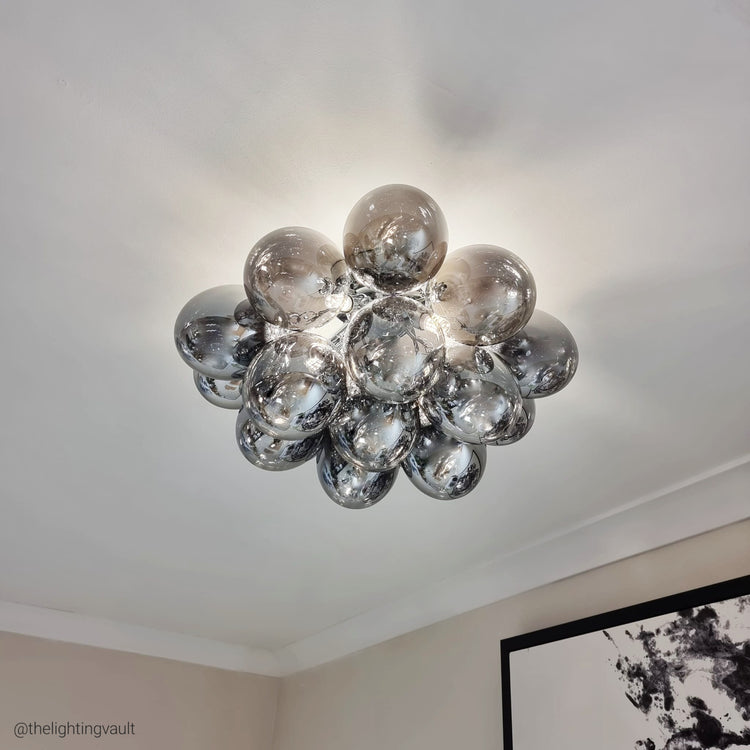 Loxton Large Flush Black Bubble Glass Low Ceiling Light – The Lighting ...